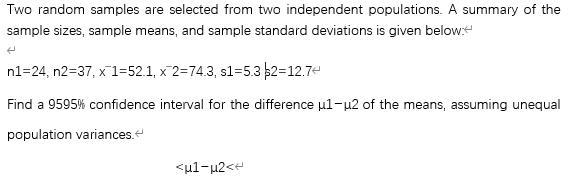 Solved Two random samples are selected from two independent | Chegg.com