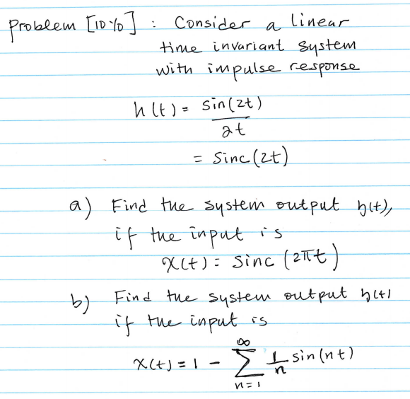 Solved Problem [10 to ] Consider linear time invariant | Chegg.com