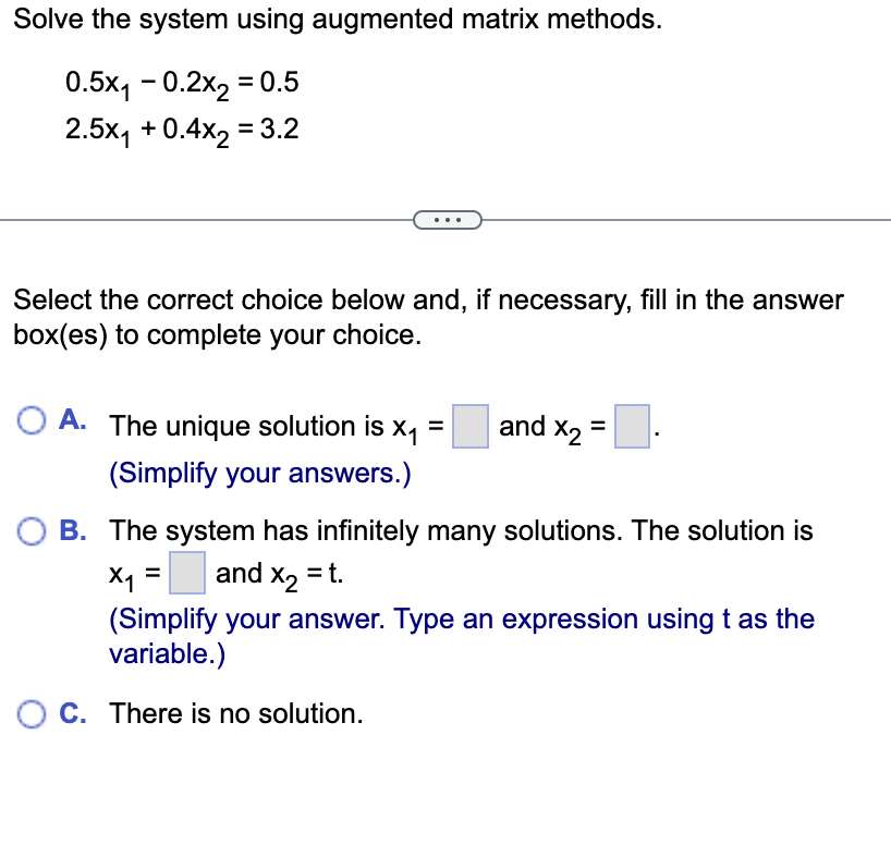 Solved Solve the system using augmented matrix methods. | Chegg.com
