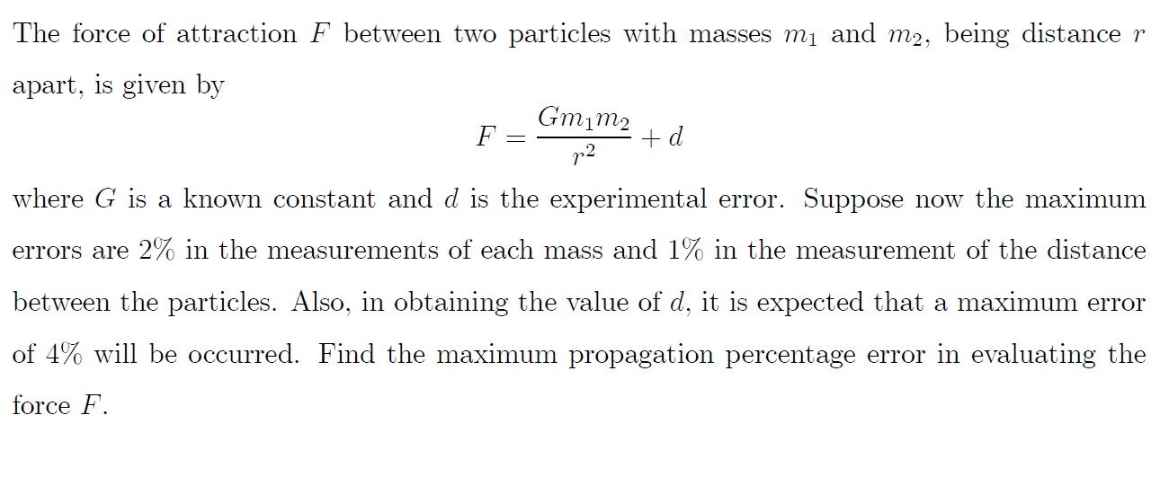 Solved The force of attraction F between two particles with | Chegg.com