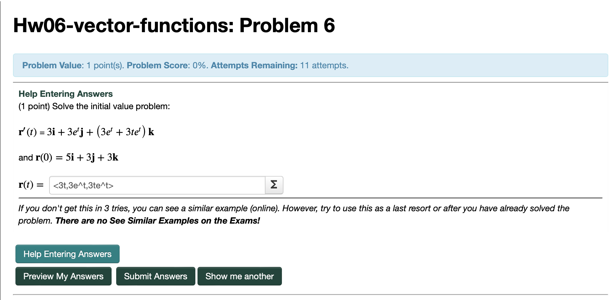 Solved Hw06 Vector Functions Problem 6 Problem Value 1 