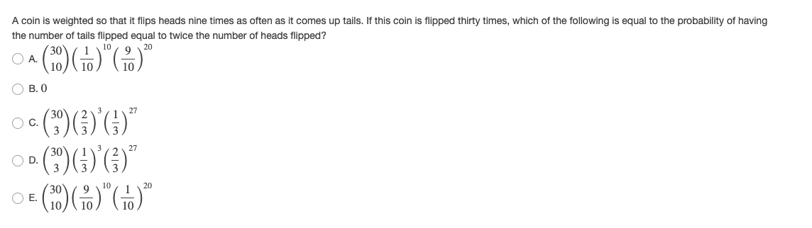 Solved A coin is weighted so that it flips heads nine times | Chegg.com