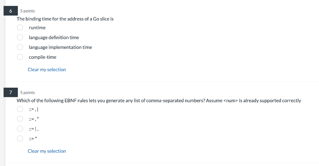 Solved 5 points The binding time for the address of a Go | Chegg.com