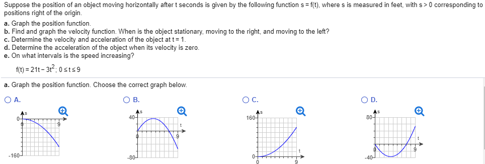 Solved Suppose The Position Of An Object Moving Horizontally