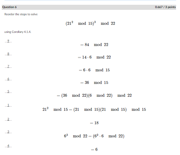 Solved please help me find the correct number order to solve | Chegg.com