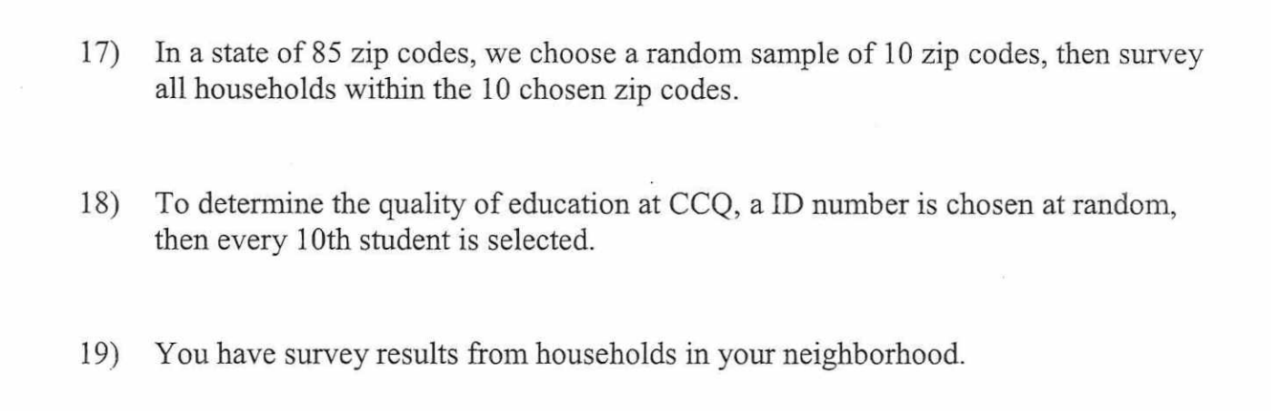 Solved 7) In a state of 85 zip codes, we choose a random | Chegg.com