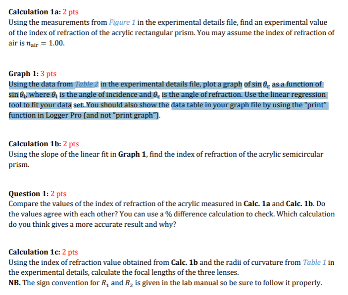 Solved Calculation 1a: 2 pts Using the measurements from | Chegg.com