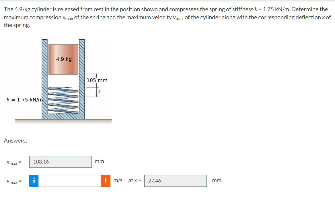 Solved The 4.9-kg cylinder is released from rest in the | Chegg.com
