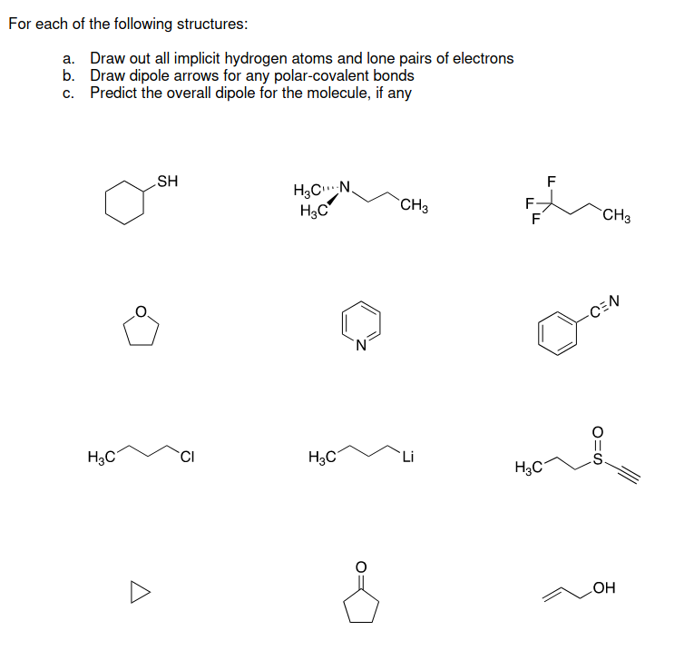 Solved For each of the following structures: a. Draw out all | Chegg.com