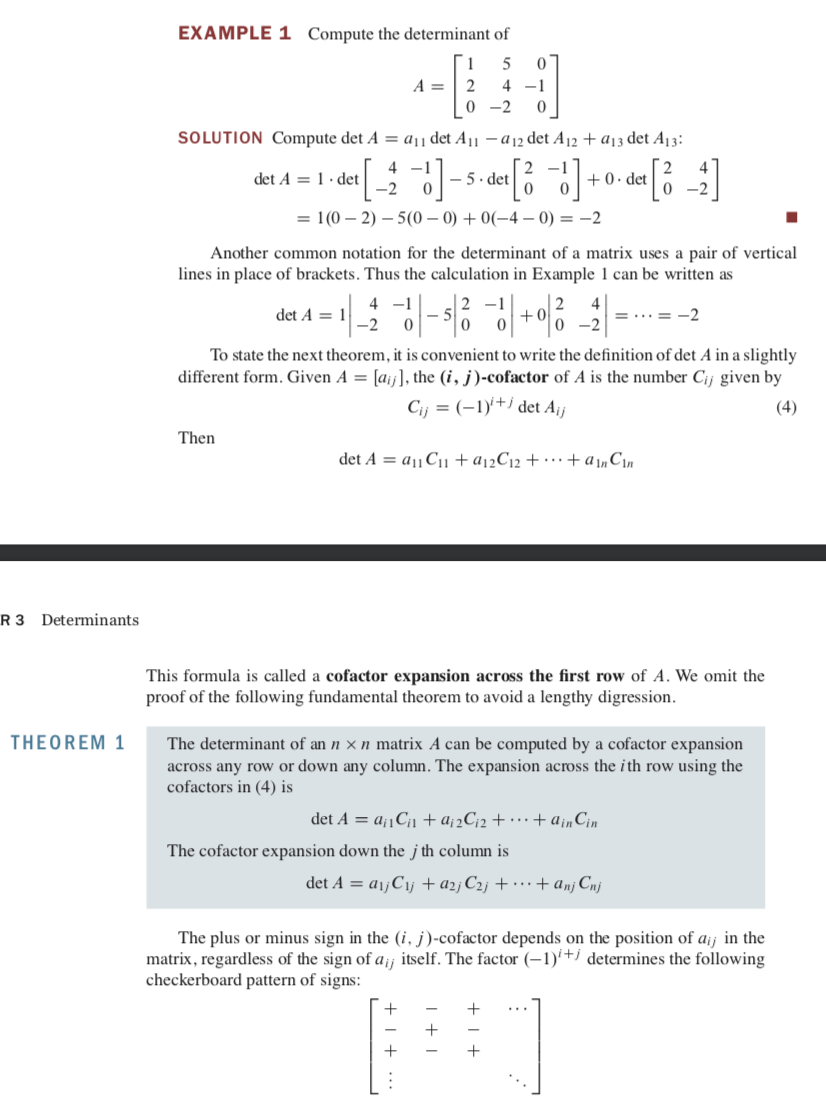 Solved 1 Use Cofactor Expansion To Find The Determinant Of Chegg