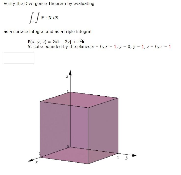 Solved Verify the Divergence Theorem by evaluating ∫S∫F⋅NdS | Chegg.com