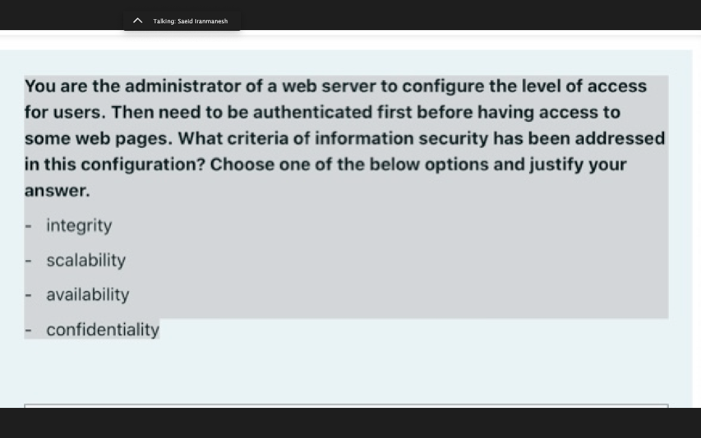 Solved Talking: Saeid Iranmanesh You are the administrator | Chegg.com
