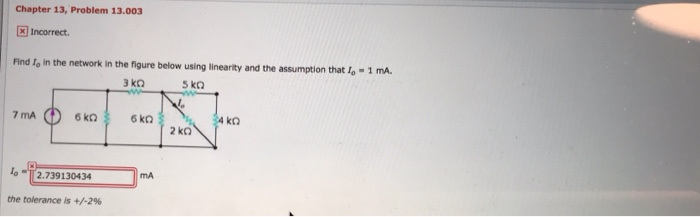 Solved Chapter 13, Problem 13.003 Incorrect Find Io in the | Chegg.com