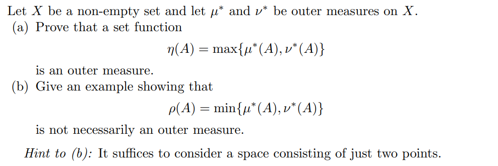 Solved Let X be a non-empty set and let u* and v* be outer | Chegg.com