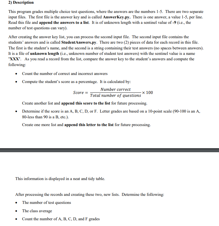 Solved This Program Grades Multiple Choice Test Questions 