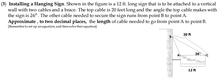 Solved (3) Installing a Hanging Sign. Shown in the figure is | Chegg.com