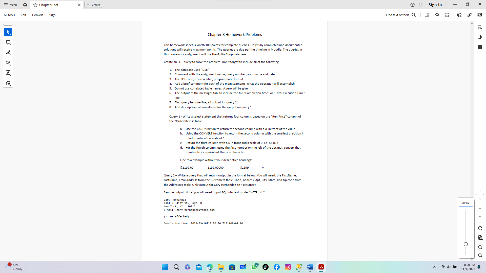 Solved Chapter 8 Homework Problems This Homework Sheet Is 