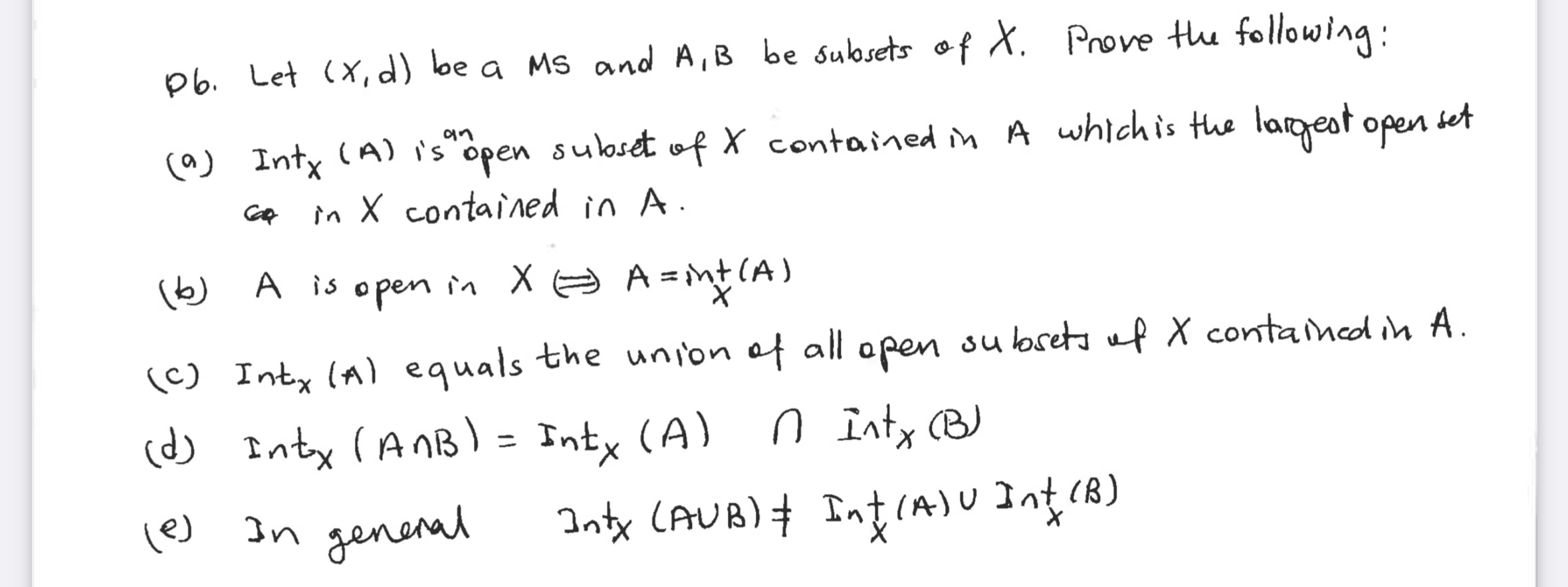 Solved Pb. ﻿Let (x,d) be a M s ﻿and A,B be ﻿subsets of x. | Chegg.com