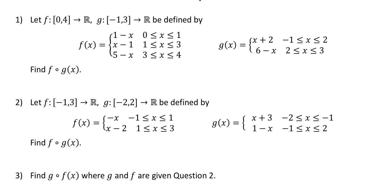 1 Let F [0 4]→r G [−1 3]→r Be Defined By