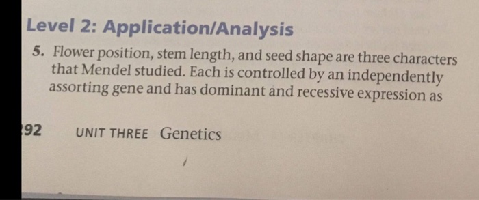 Solved Level 2: Application/Analysis 5. Flower position, | Chegg.com