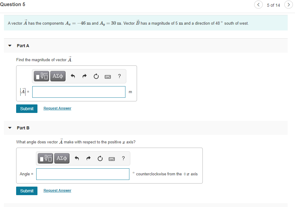 Solved Part Find the (scalar) component of vector B. EVO A | Chegg.com
