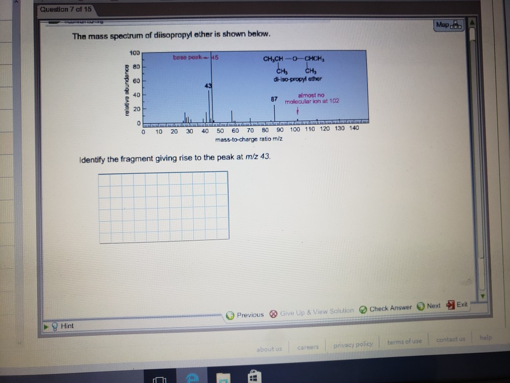 Solved Question 6 of 15 The mass spectrum of a | Chegg.com