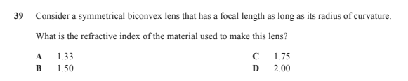 Solved Consider a symmetrical biconvex lens that has a focal | Chegg.com