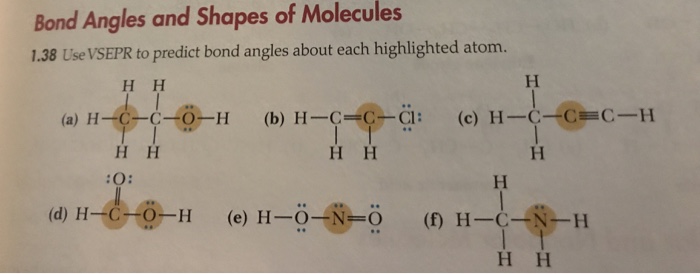 Solved Use VSEPR to predict bond angles about each | Chegg.com