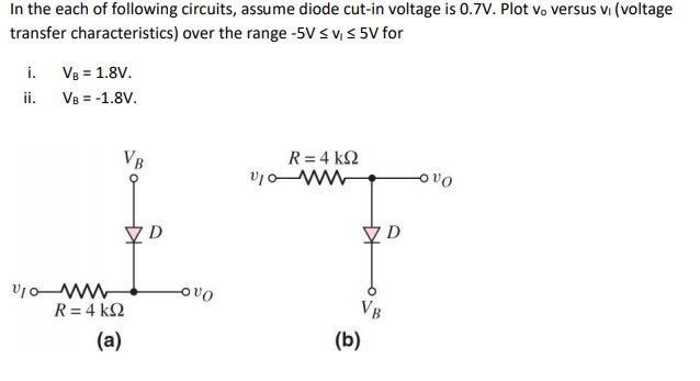 Solved In the each of following circuits, assume diode | Chegg.com