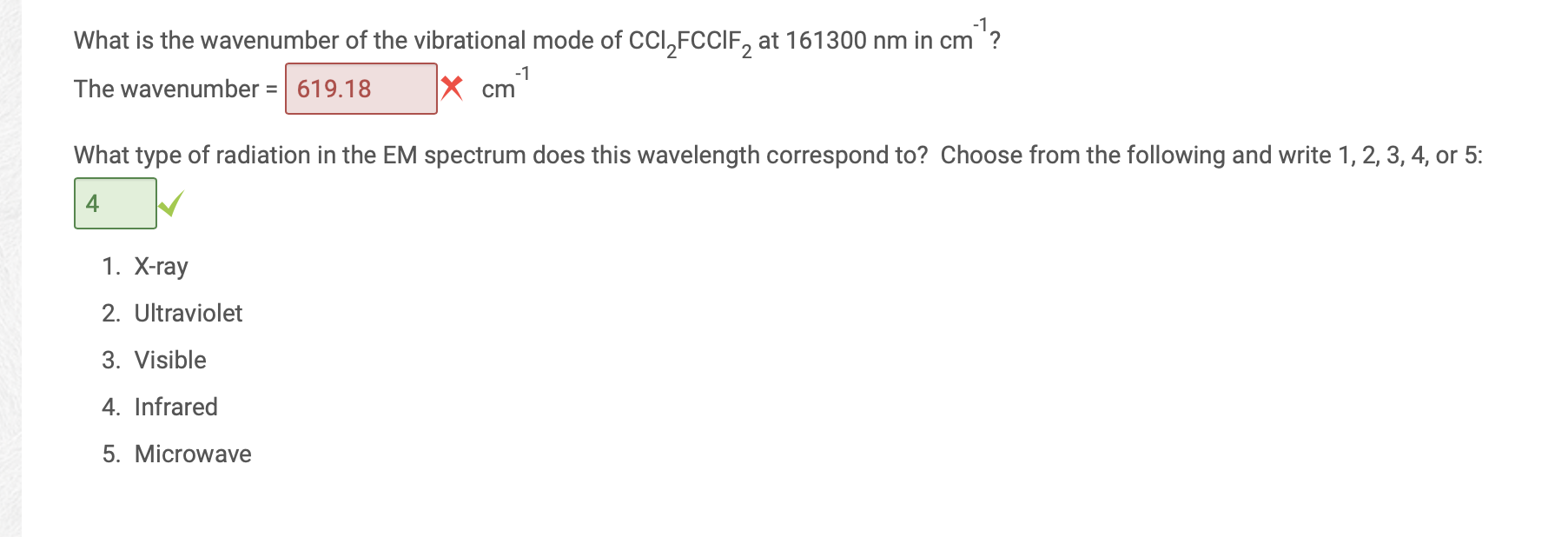 Solved What is the wavenumber of the vibrational mode of | Chegg.com