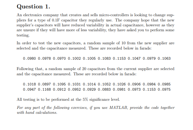 Solved Question 1. An electronics company that creates and | Chegg.com