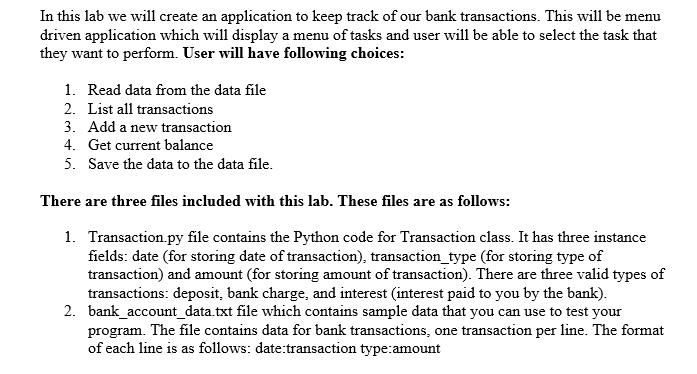 Solved In this lab we will create an application to keep | Chegg.com