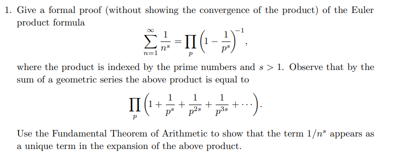 Give a formal proof (without showing the convergence | Chegg.com
