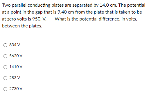 Solved Two parallel conducting plates are separated by 14.0 | Chegg.com