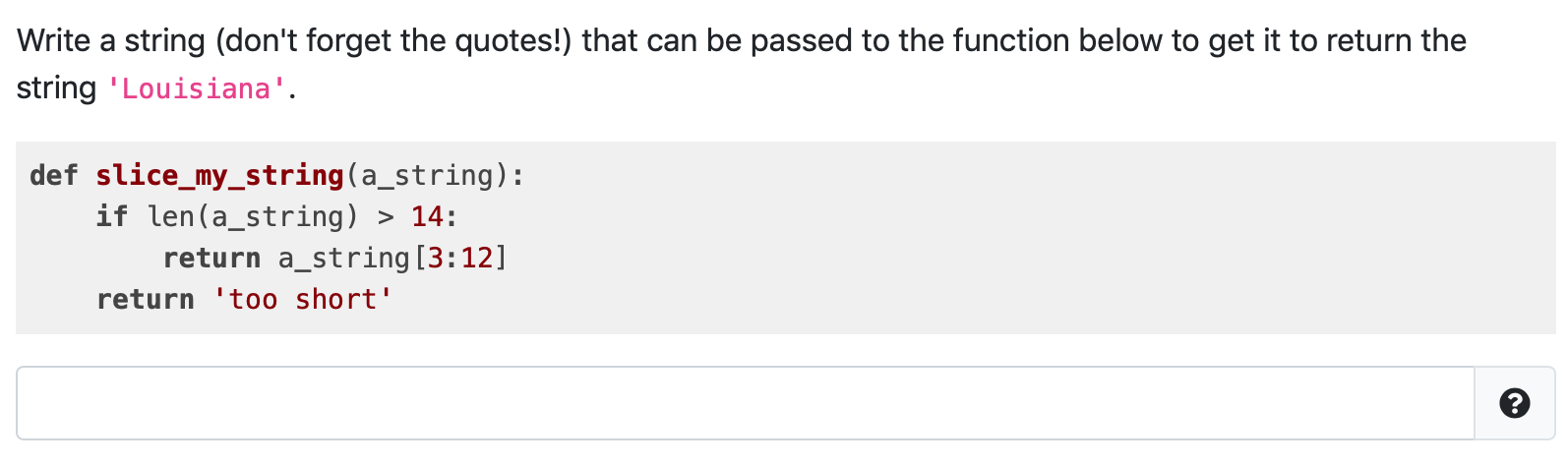 Solved Write a string (don't forget the quotes!) that can be | Chegg.com