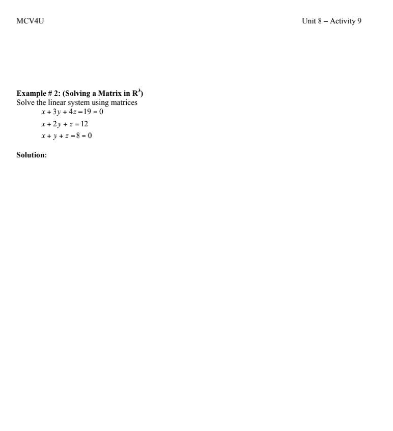 Solved MCV4U Unit 8 - Activity 9 Example # 2: (Solving a | Chegg.com