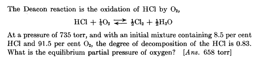Solved The Deacon reaction is the oxidation of HCl by O2, | Chegg.com