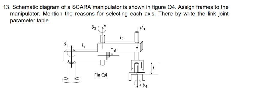 Solved 13. Schematic diagram of a SCARA manipulator is shown | Chegg.com