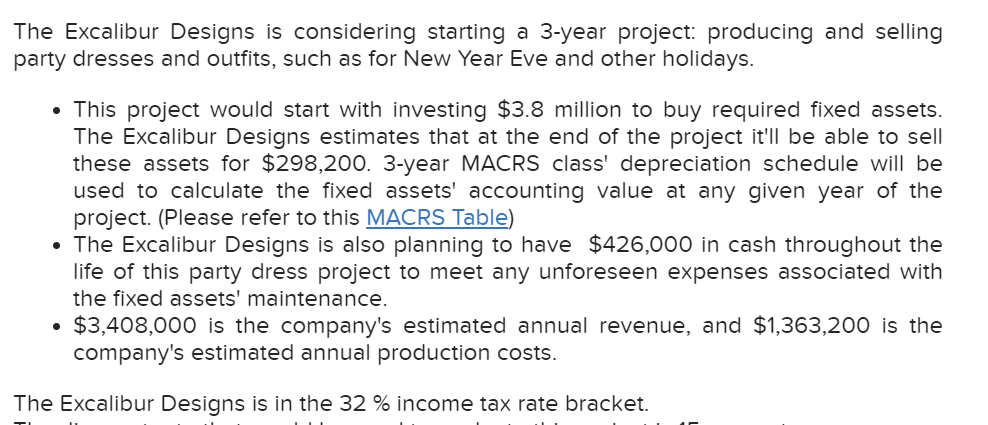 The Excalibur Designs is considering starting a | Chegg.com