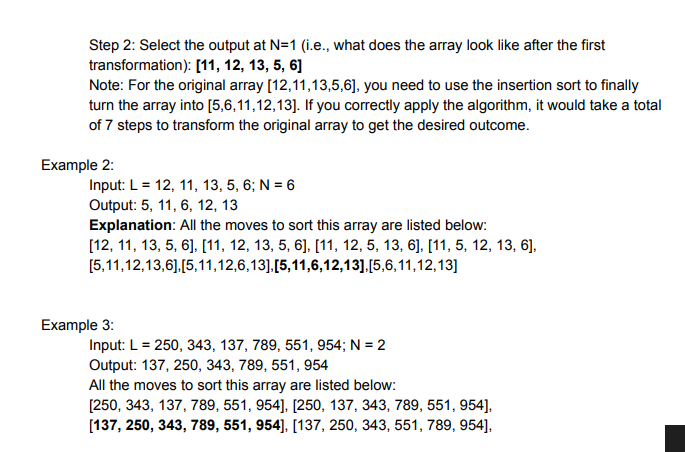 Solved Please use insertion sort to sort the array L, and | Chegg.com