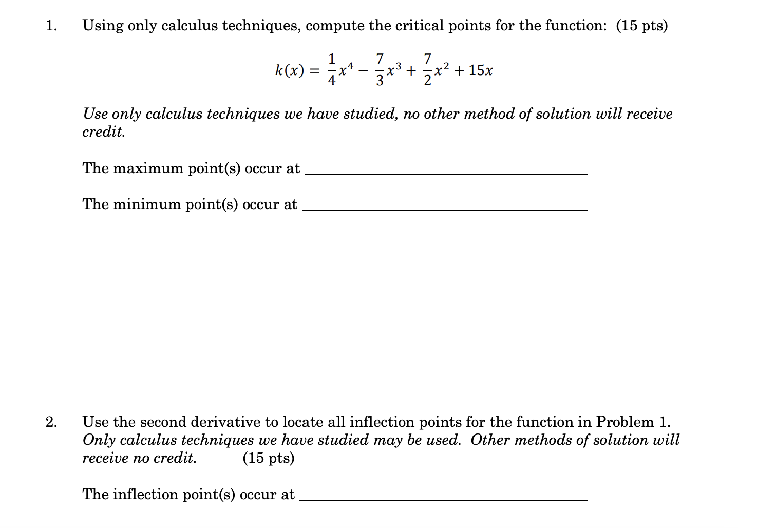 Solved Using only calculus techniques, compute the critical | Chegg.com