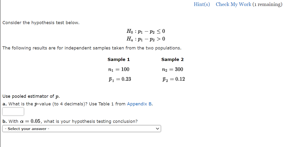 Solved Hint(s) Check My Work (1 remaining) Consider the | Chegg.com