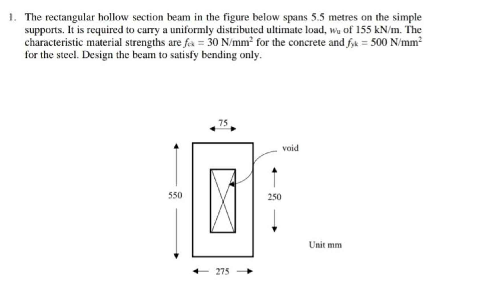 Solved The rectangular hollow section beam in the figure | Chegg.com