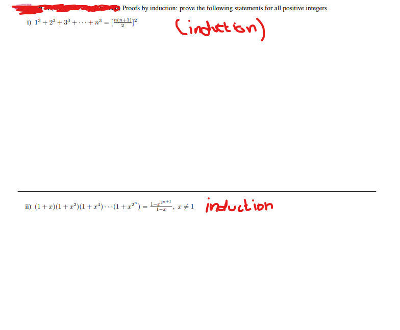 Solved Only need PART i which says Proofs by induction: | Chegg.com