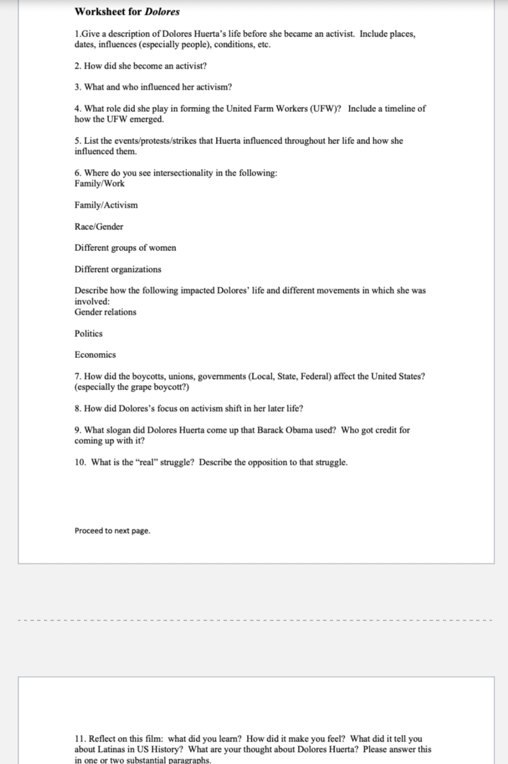 Solved Worksheet for Dolores 1. Give a description of | Chegg.com