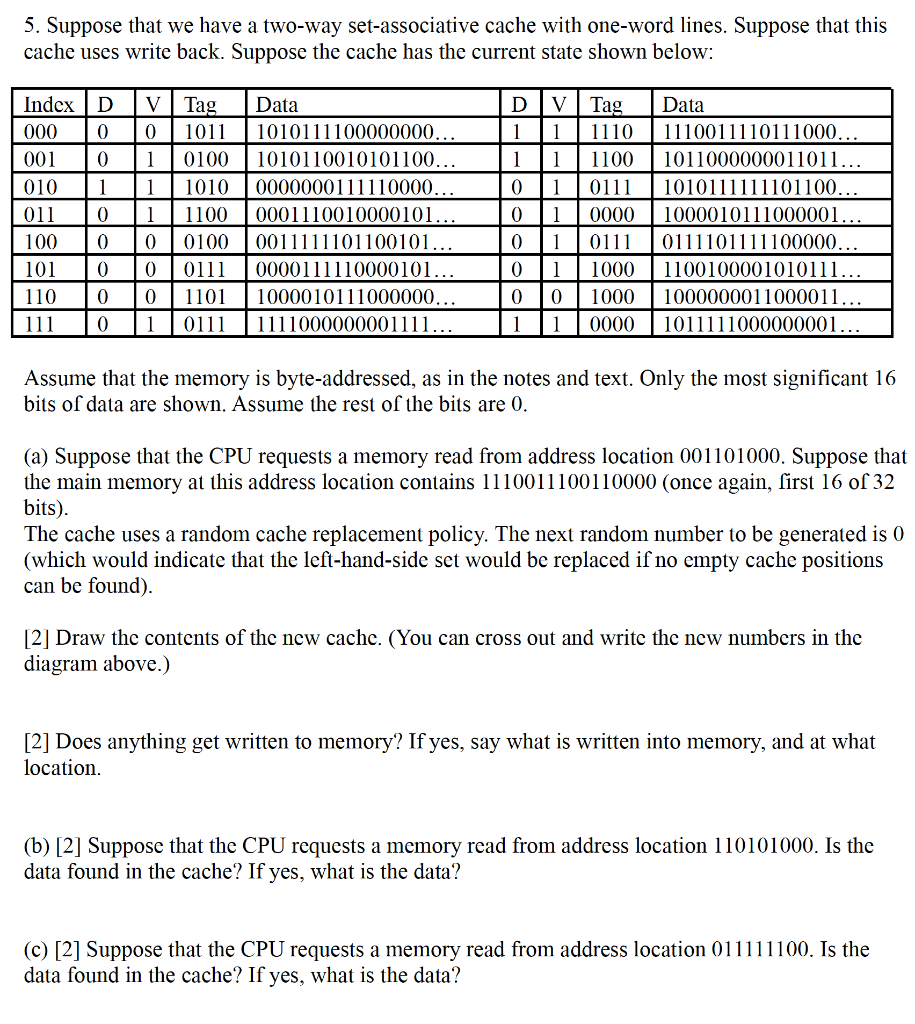 Solved 5. Suppose that we have a two-way set-associative | Chegg.com