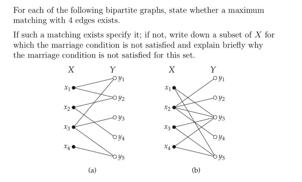 Solved For each of the following bipartite graphs, state | Chegg.com