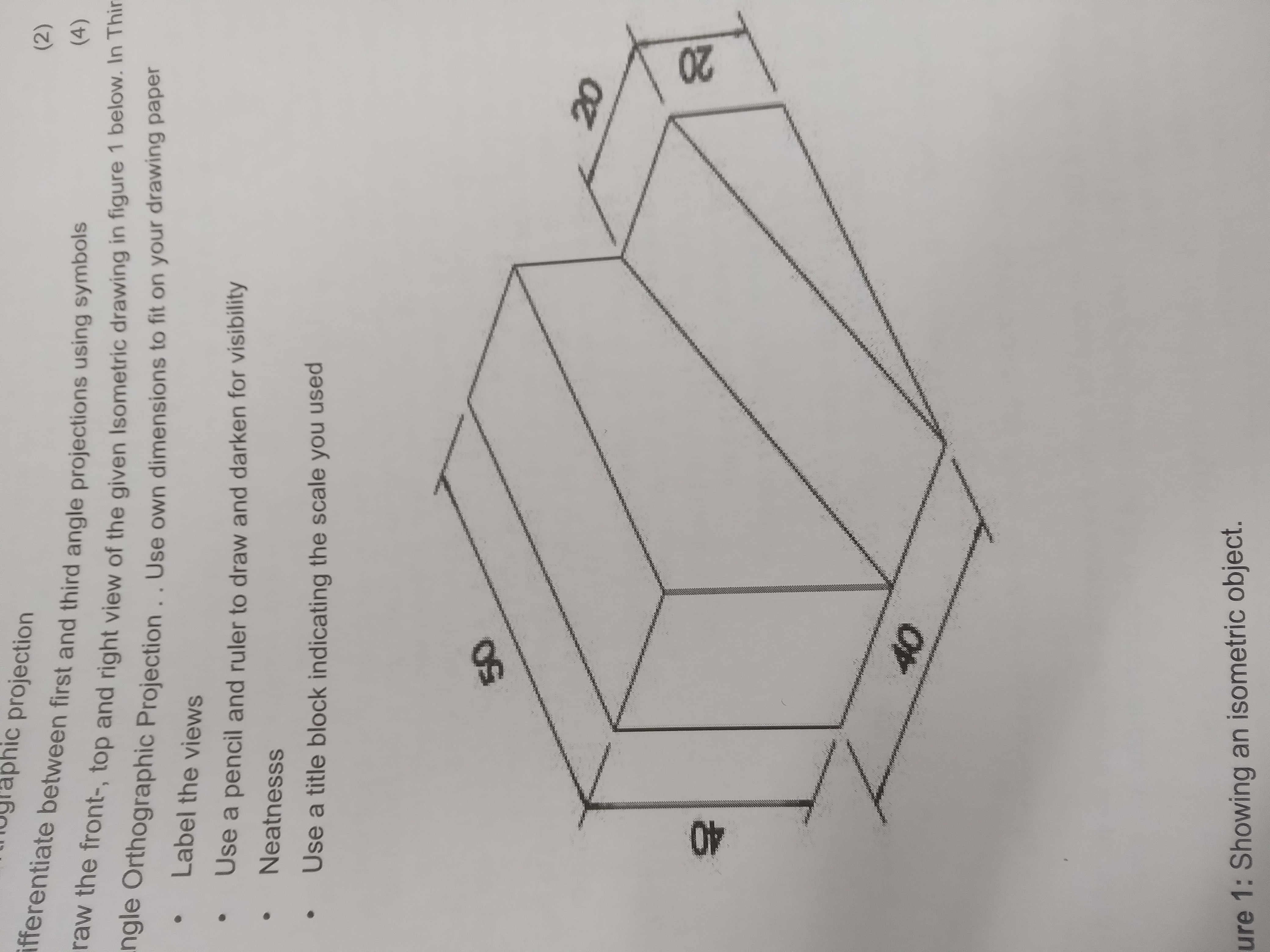 Solved aphic projectionween first and third angle | Chegg.com