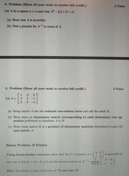 Solved Solve # 4 ,5 and the bonus. question note: the | Chegg.com