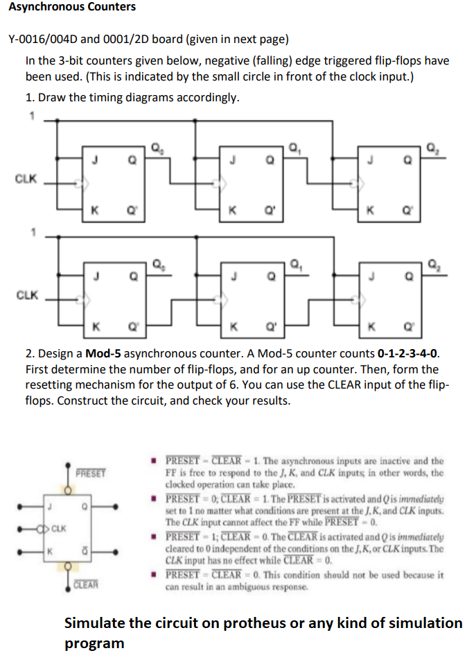 Solved Asynchronous Counters Y-0016/004D and 0001/2D board | Chegg.com